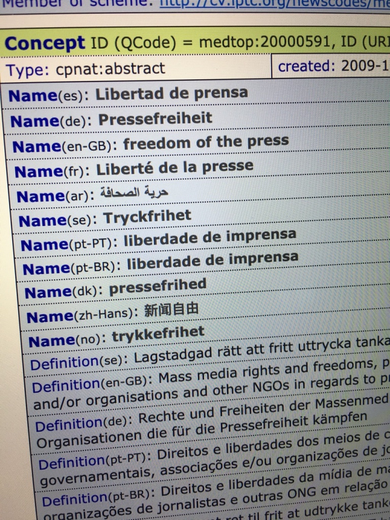 IPTC NewsCodes August 2020 update - IPTC