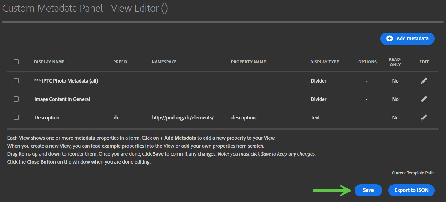Custom Metadata Panel step-8a - IPTC